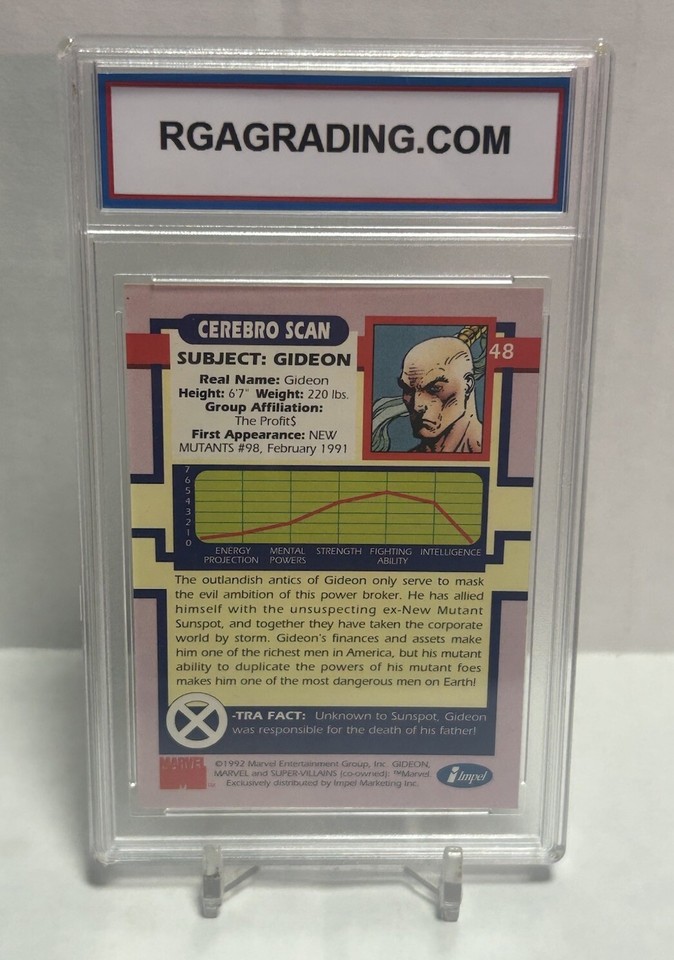 1992 MARVEL GIDEON #48 CARD X-MEN SUPER VILLAINS SERIES 1 RGA GRADED 10 ...