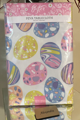 Peva Tablecloth 60”x102” Easter Spring Home Decor Eggs Multicolor NEW ...
