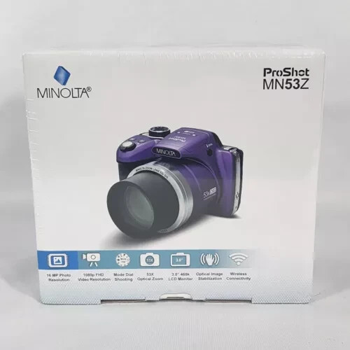 MINOLTA MN53Z ProShot 16 MP 1080P FHD Bridge Camera KIT w/53x Optical ...