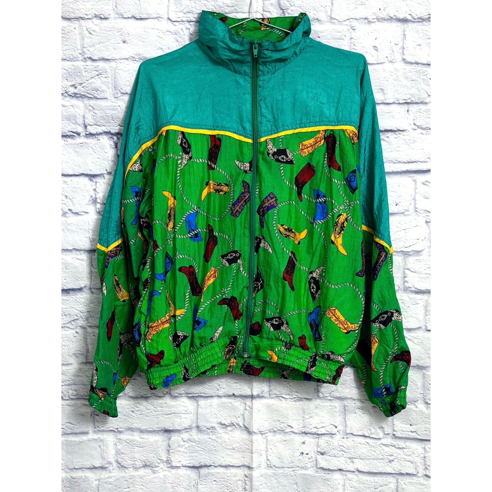 Vintage Western Windbreaker Jacket Cowboy Boot Print … - Gem