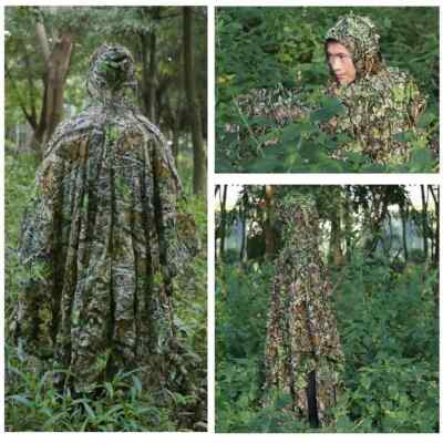 Men Tactical 3D Leaf Woodland Cloak Ghillie Suit Outdor War Game ...