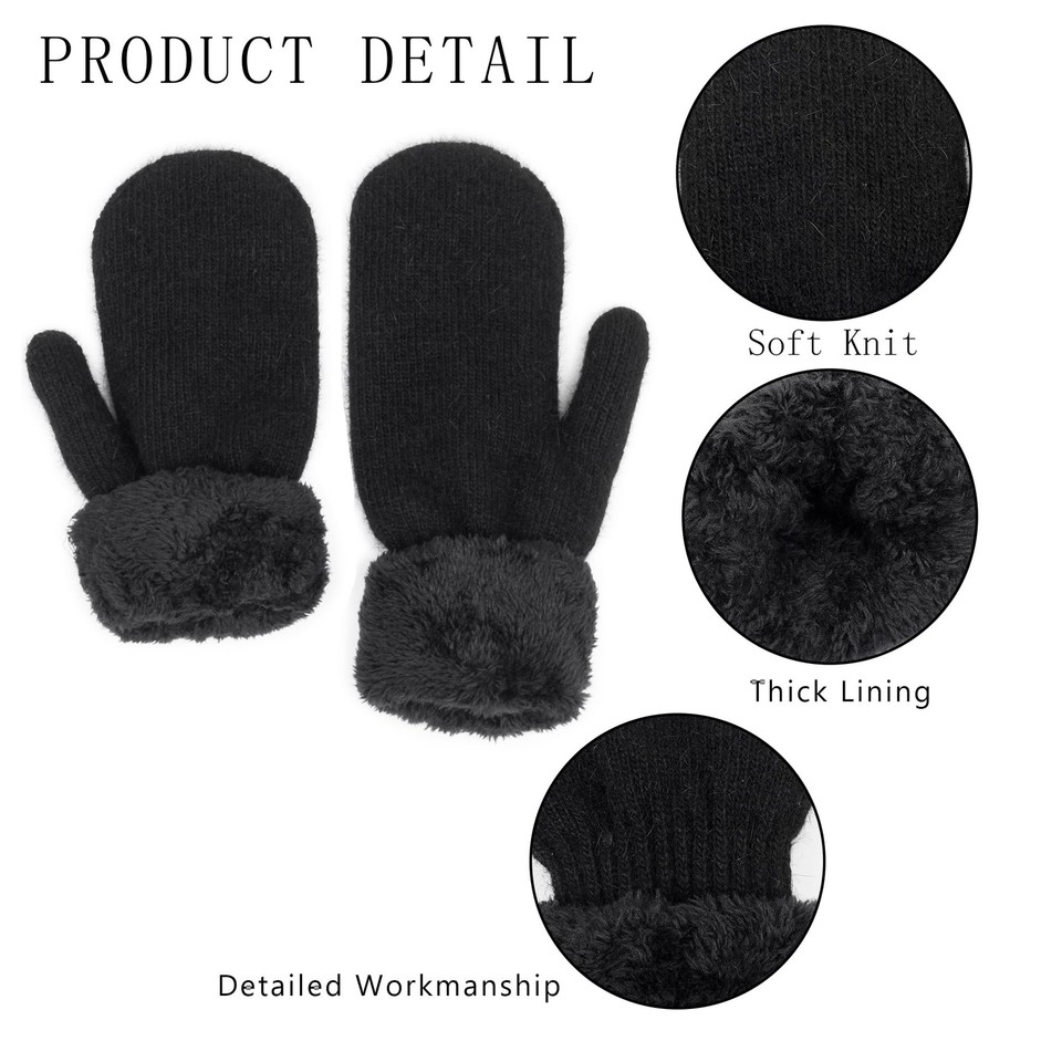 Mealah Winter Warm Knitted Mittens for Women - Cold Weather Stretch ...