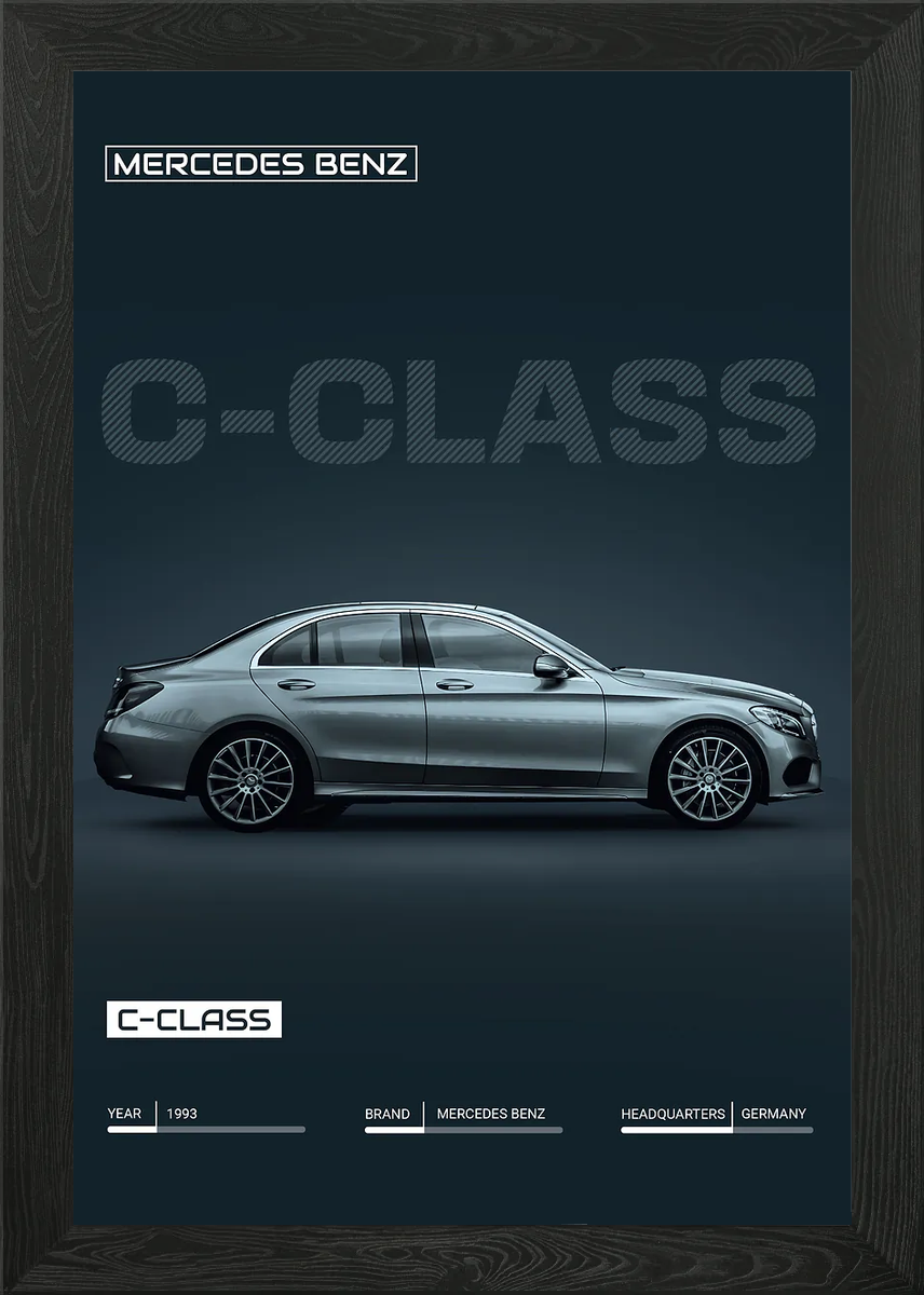 Mercedes benz c class car Framed Wall Art Poster Canvas Print Picture ...