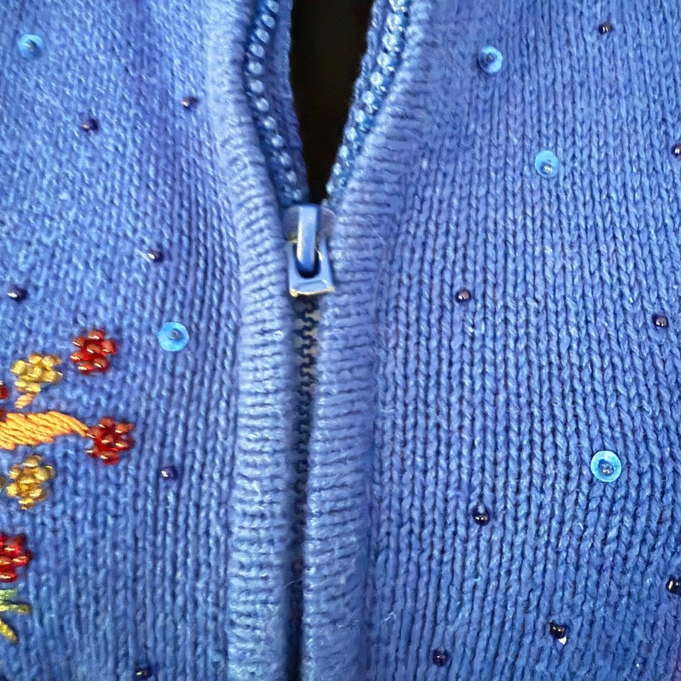 Vintage Tiara International Cardinal Bird Zip Up Sweater Size XL ...