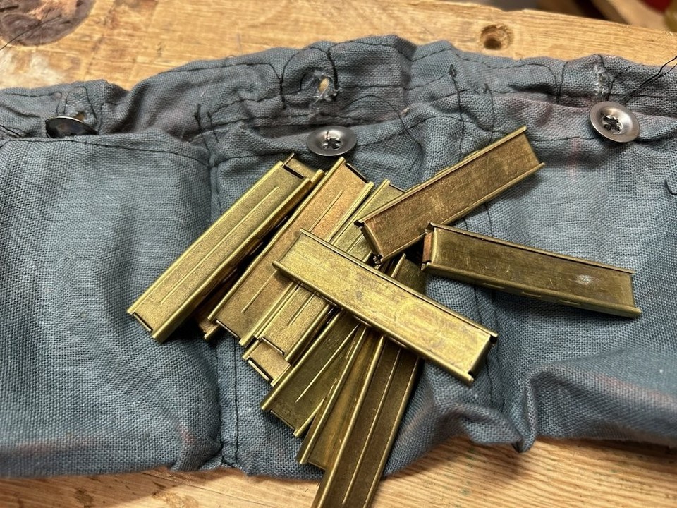 WWII-era 8mm Mauser Stripper Clips, 12 w/Bandolier 7.92 Turk/German ...