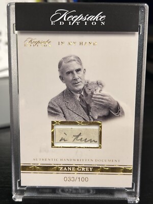 2024 Keepsake In My Hand Zane Grey Hand Written Document Relic /100 ...