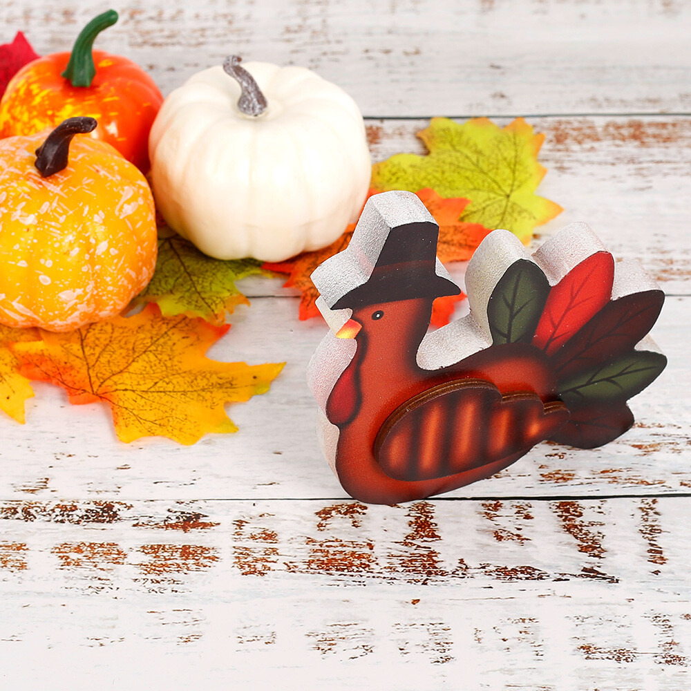3Pcs Thanksgiving Wooden Ornaments Table Centerpieces Decorations ...
