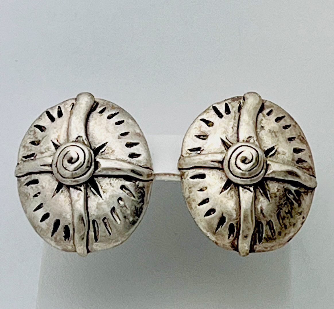 Vintage 1980-90s Pewter Finish Cross Shield Pierced Earrings | eBay