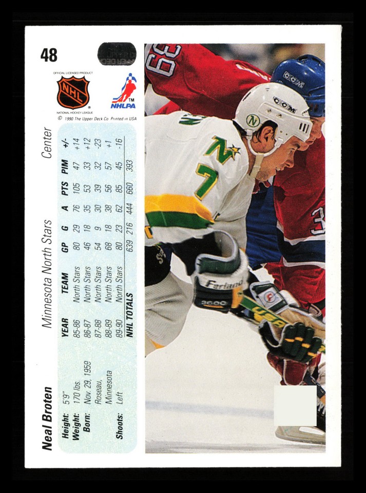 Neal Broten 1990-91 Upper Deck Hockey NHL #48d Minnesota North Stars | eBay