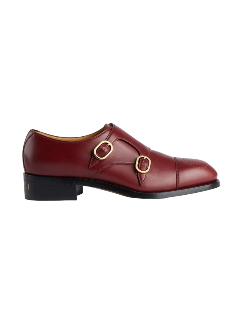 Authentic Men's Gucci Bordeaux Leather Zowie Double Monk Strap Shoes New $1150 | eBay