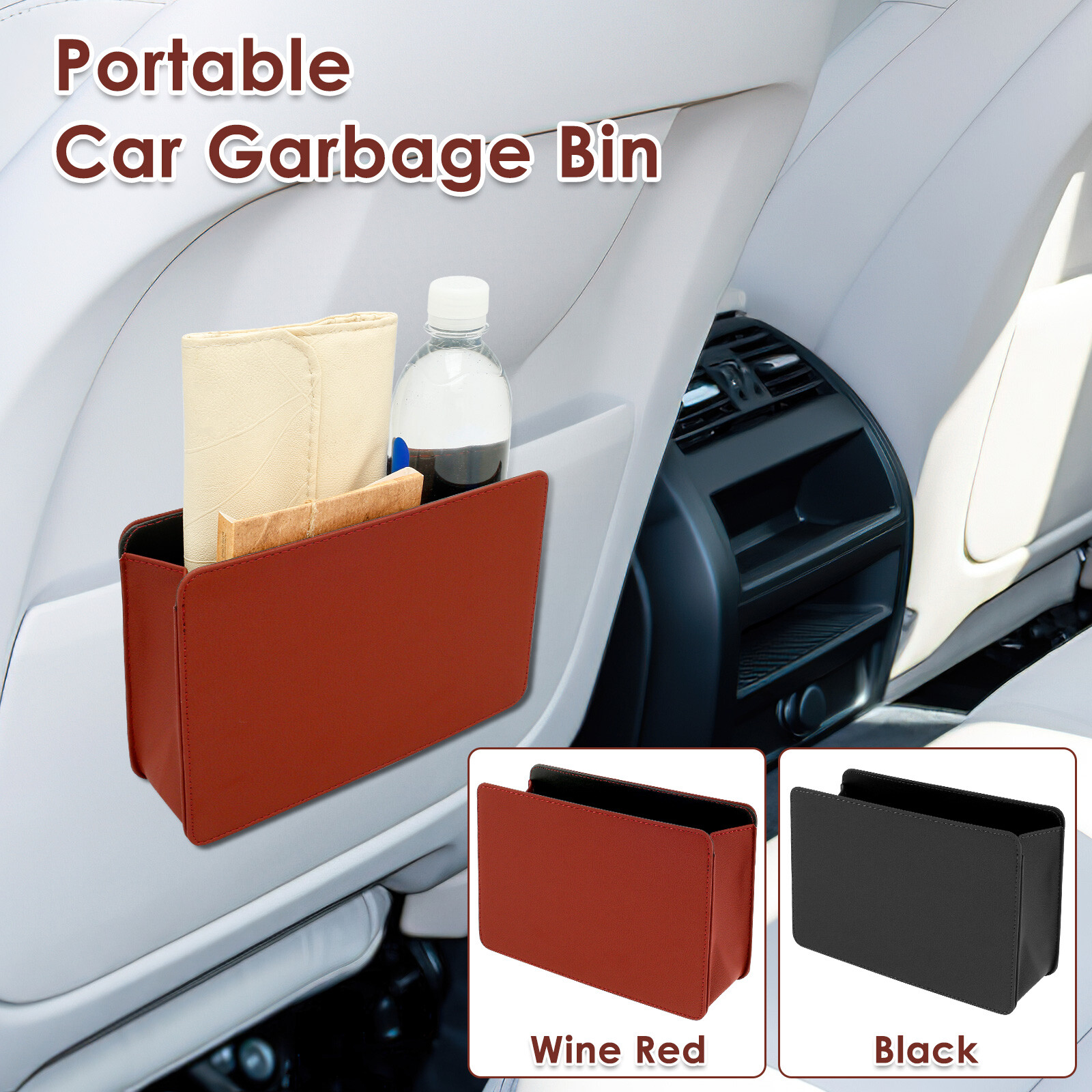 Car Bin Foldable Space Saving Car Trash Can Waterproof Leather Auto ...