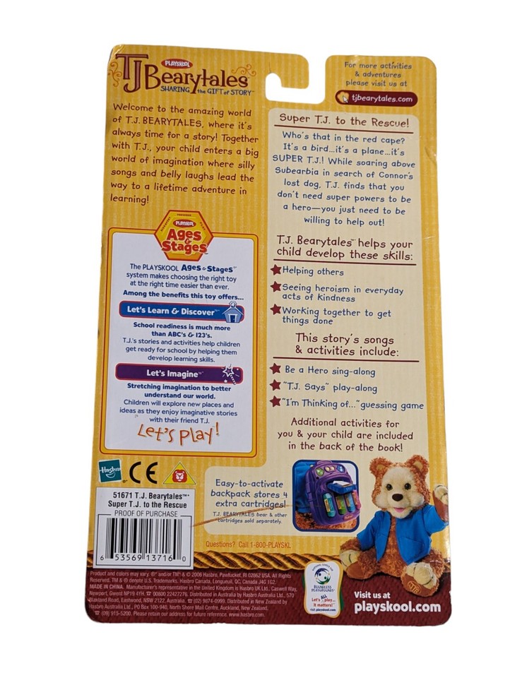 Playskool TJ Bearytales Bear SUPER TJ TO RESCUE Story Book & Audio ...
