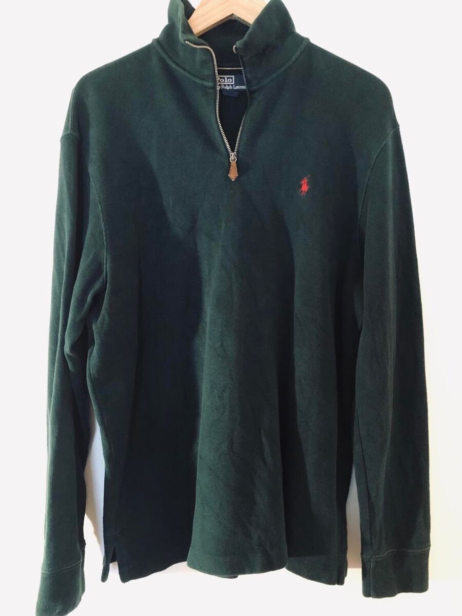 Polo Ralph Lauren Sweater 1/4 Zip Large Mens Green Pullover Polo Ralph Lauren Sweater 1/4 Zip Large Mens Green Pullover