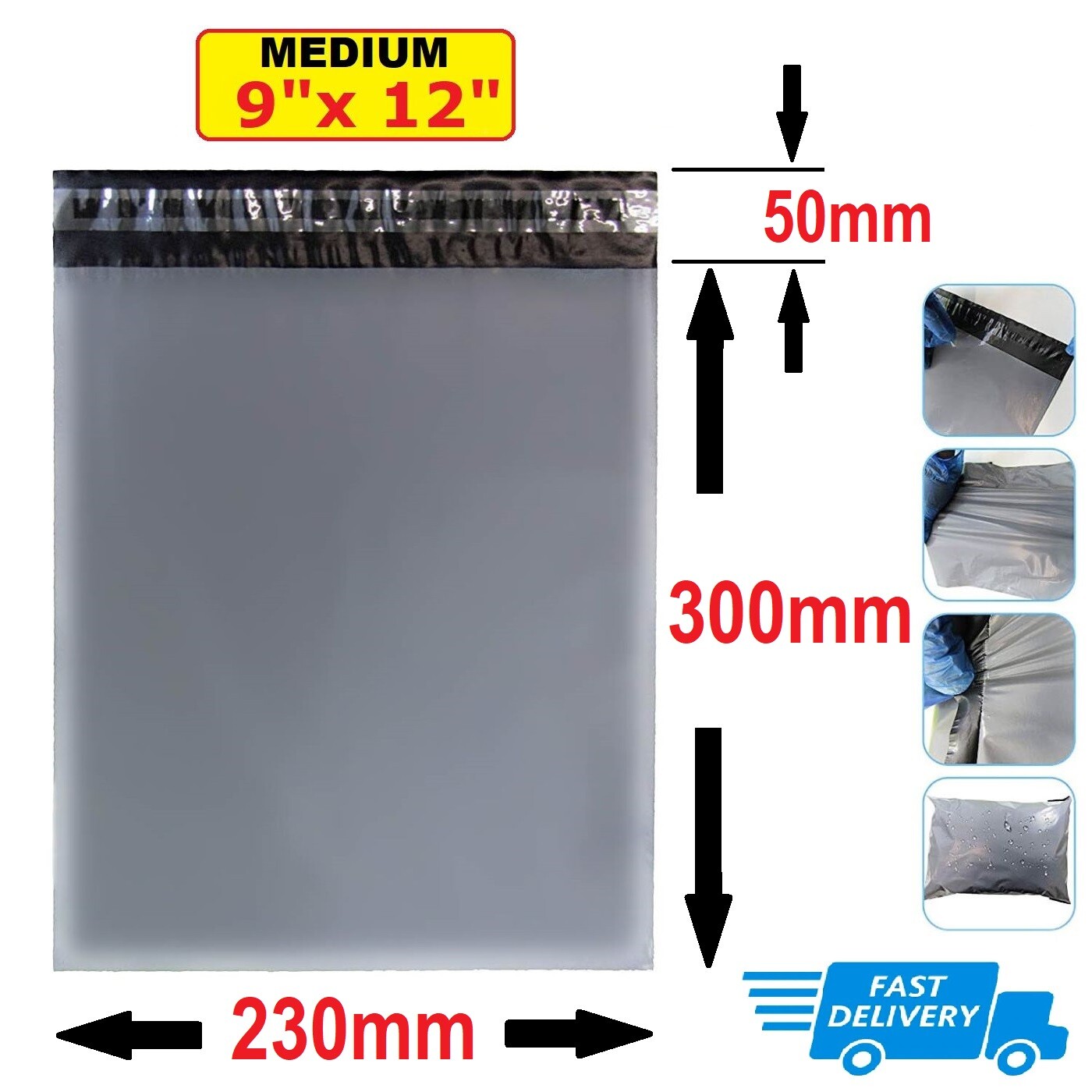 Strong Grey Plastic Mailing Bags Poly Postage Post Postal Self Seal ...