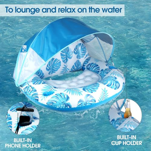 River Floaties For Adults Pool Float With Canopy, XL Inflatable Pool ...