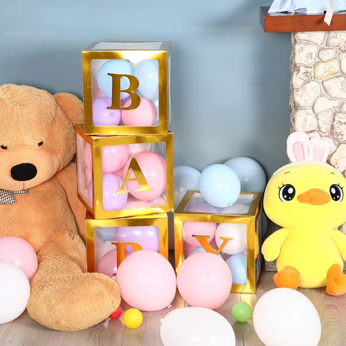 Gold Clear Baby Boxes with Letters for Baby Shower Birthday Party ...