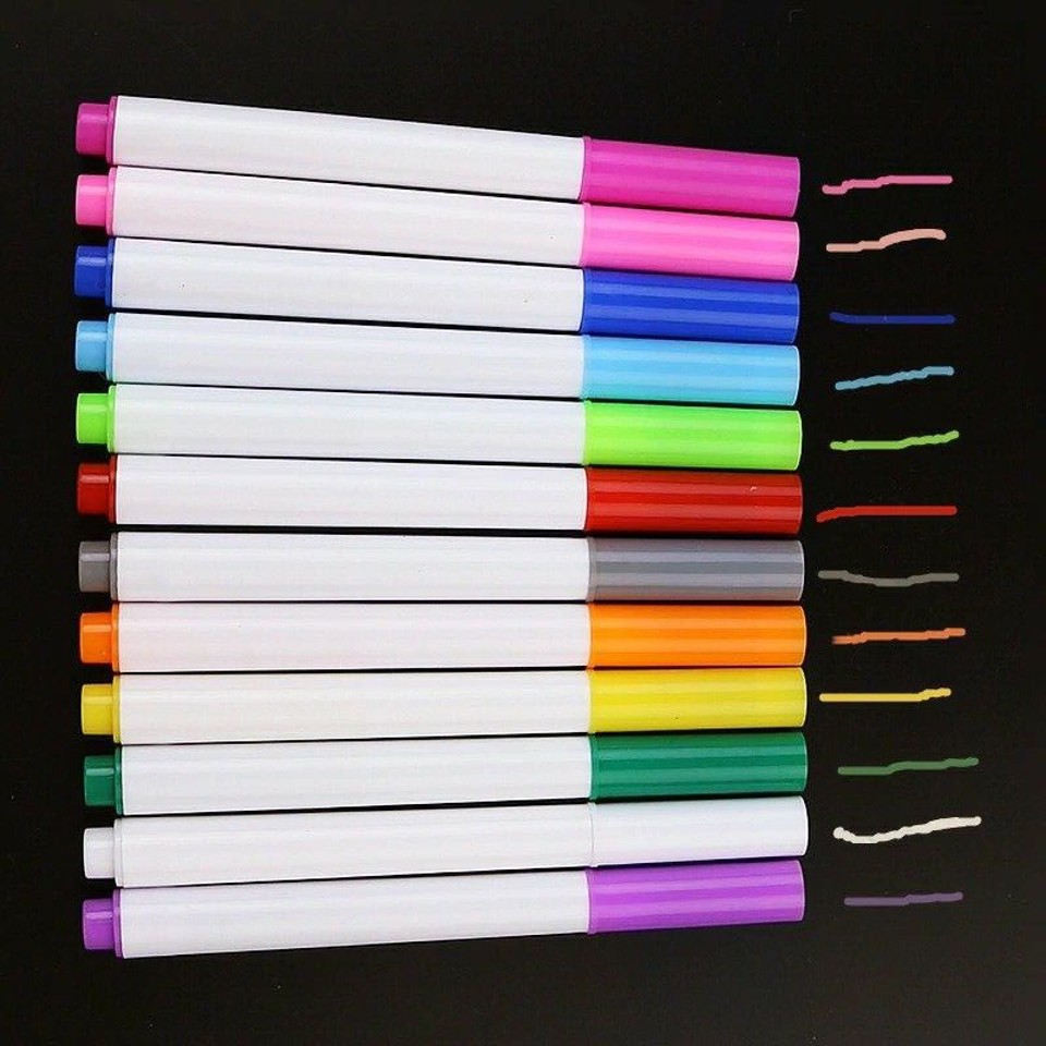 12PCS Multi Color Liquid Chalk Pens Marker Colored White Board Wipe ...