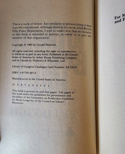 TO DIE IN BEVERLY HILLS BY GERALD PETIEVICH, Signed 1st 1983 HCDJ Arbor ...