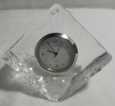 Orrefors Sweden Clock In Square Crystal | eBay