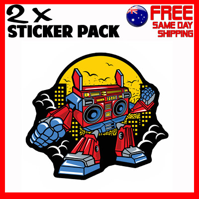 2 x Stickers Boombox Robot Ghetto Blaster Retro Car Bumper Funny ...