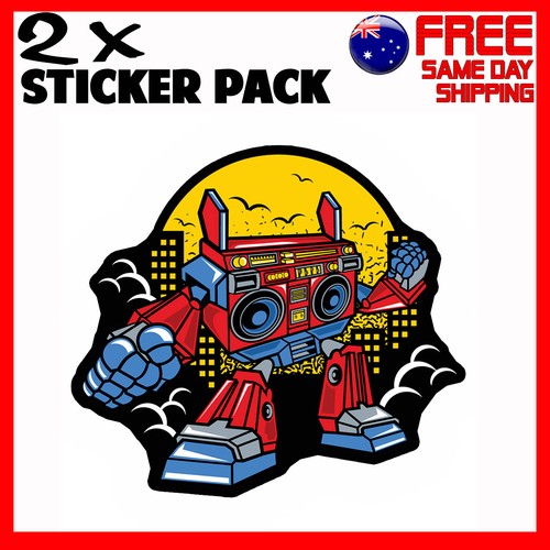 2 x Stickers Boombox Robot Ghetto Blaster Retro Car Bumper Funny ...