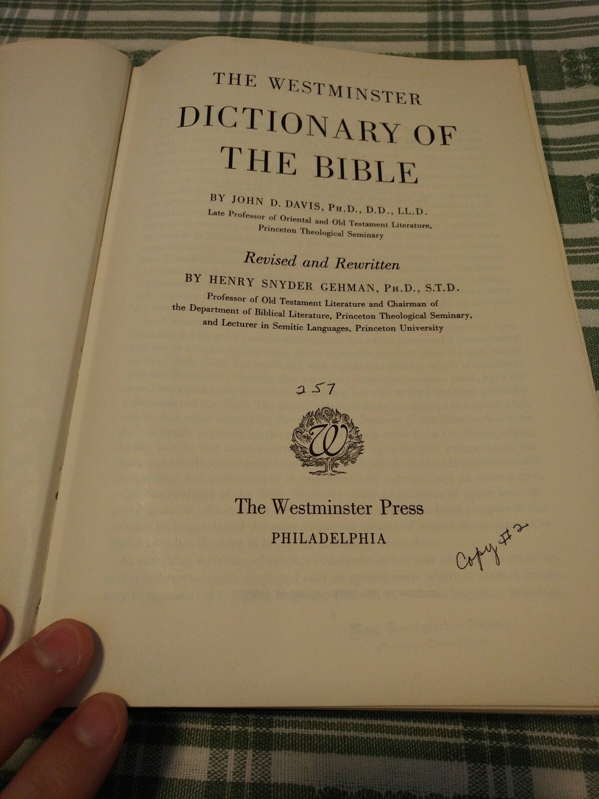 The Westminster Dictionary of the Bible by John D. Davis 1944 Hardcover ...