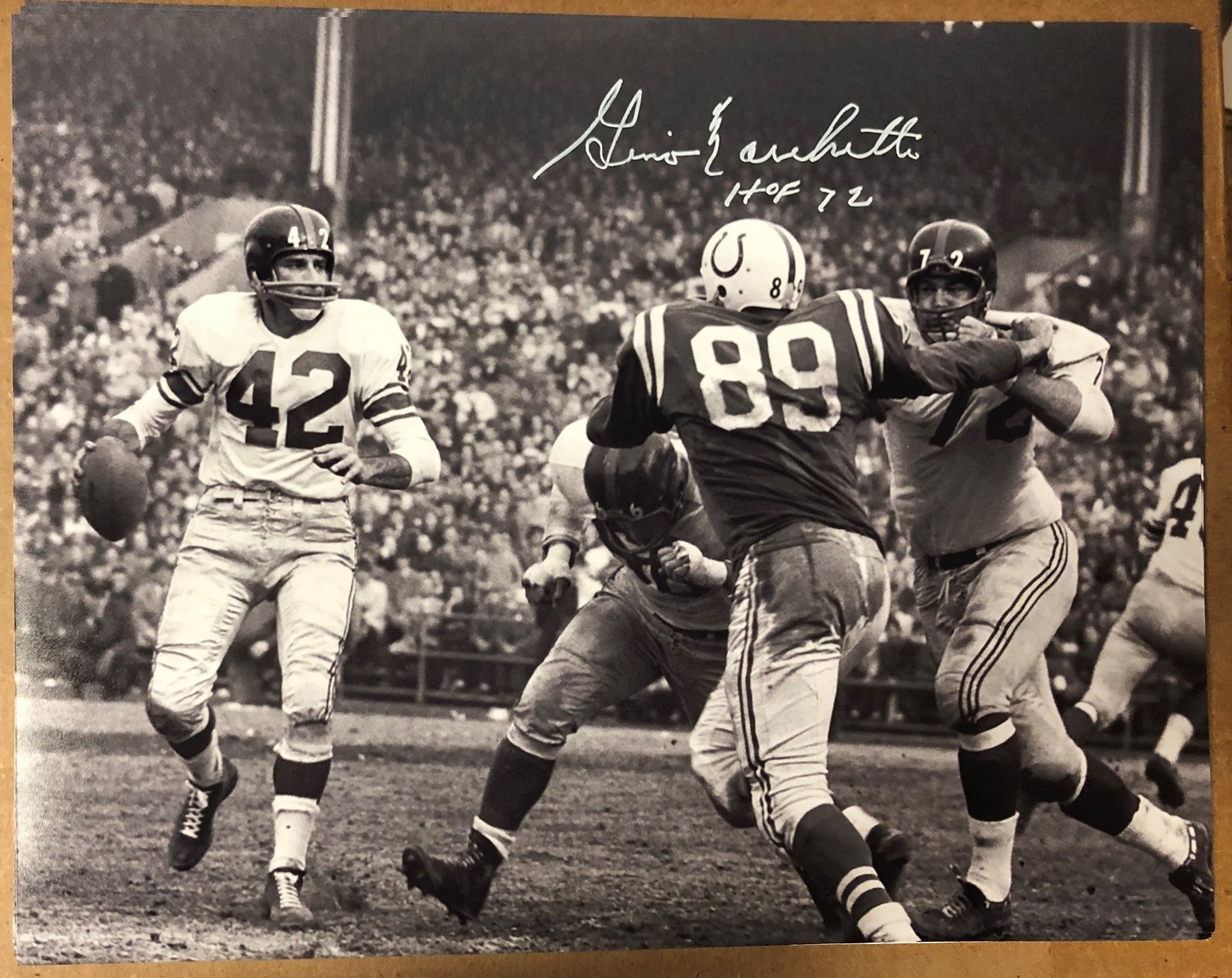 Baltimore Colts HOF Gino Marchetti Auto 11 x 14 Black and White photo ...