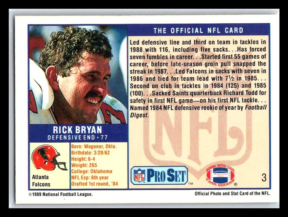 1989 Pro Set #3 Rick Bryan | eBay