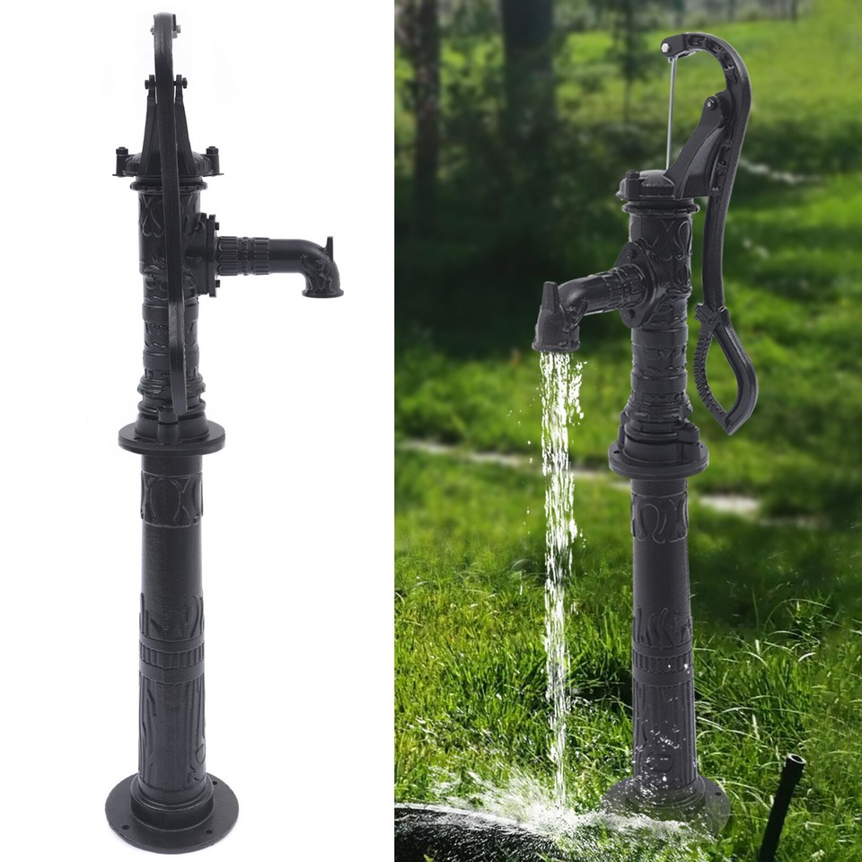 Tall Shallow Well Pitcher Hand Water Pump w/ Stand Cast Iron 19.69ft ...