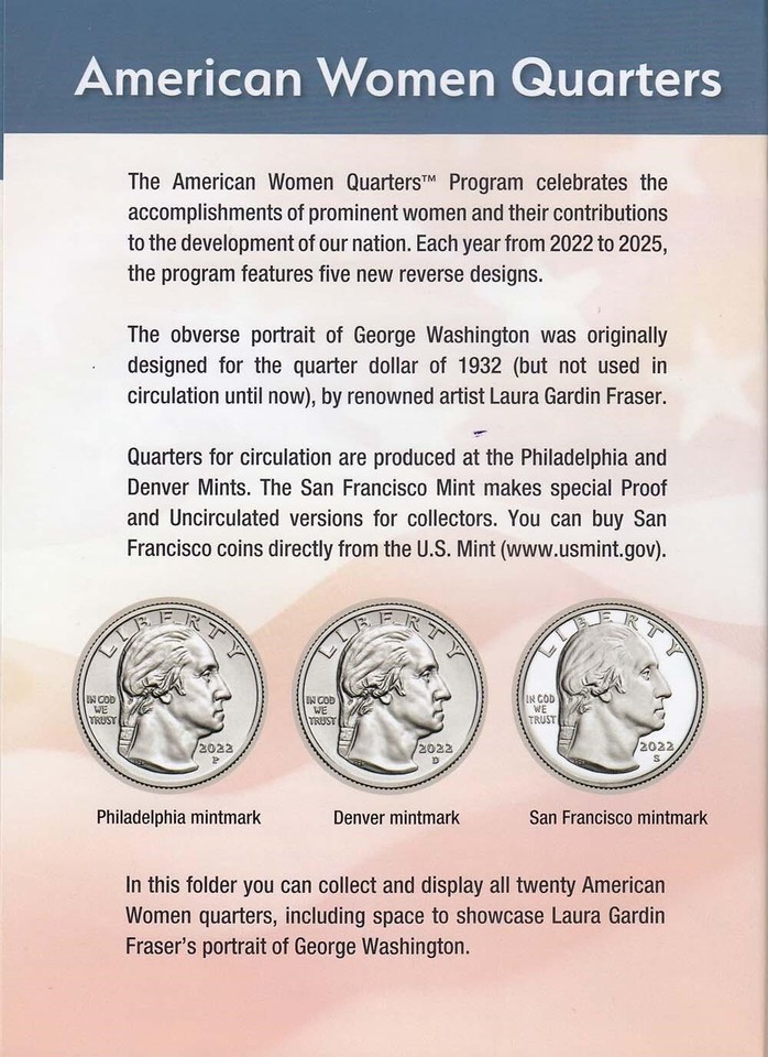 Whitman Folder American Women Quarter Coins Mini Album 2022-2025 4988 ...