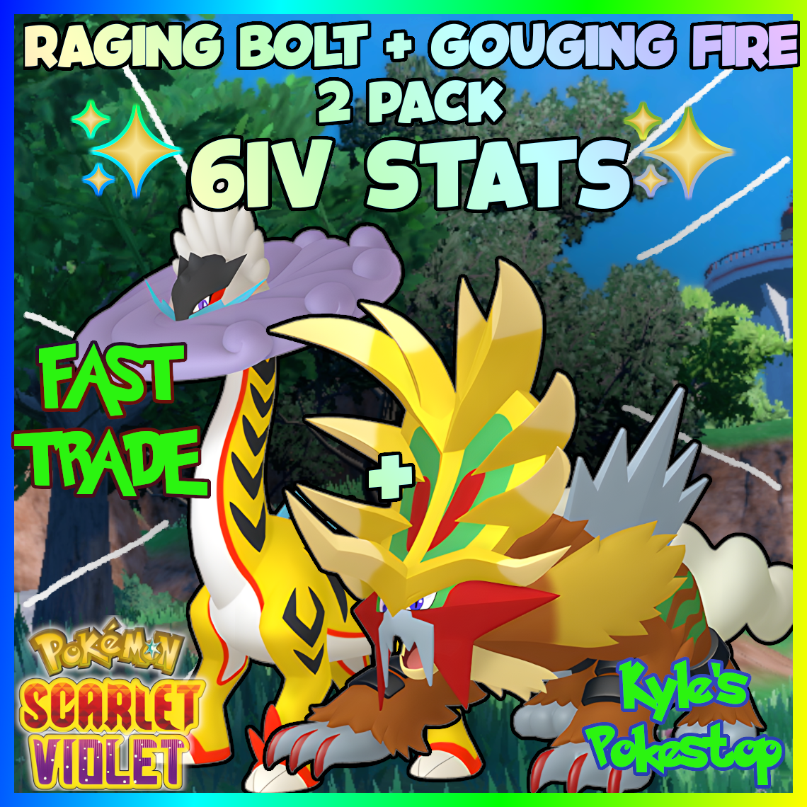 6IV RAGING BOLT + GOUGING FIRE 2 PACK POKEMON SCARLET & VIOLET EV'D 🚀 ...