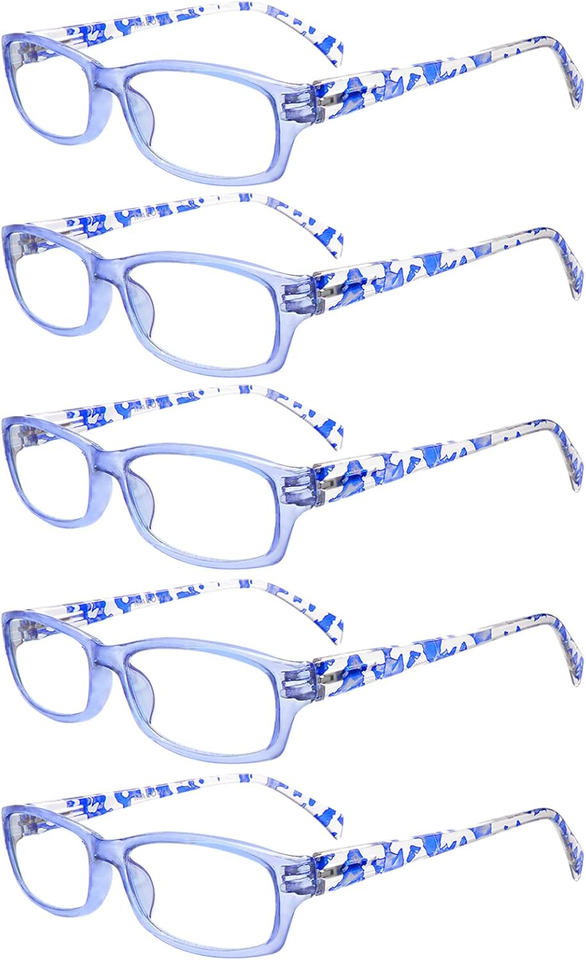5 Pack Reading Glasses for Women, Blue Light Blocking Computer Readers ...