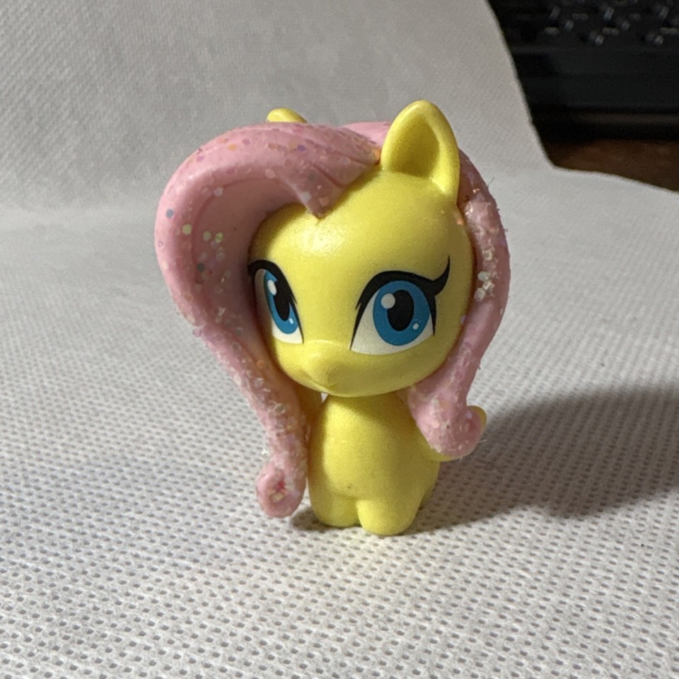 Hasbro My Little Pony Fluttershy Yellow Pink Glitter Figurine Plastic 2 ...