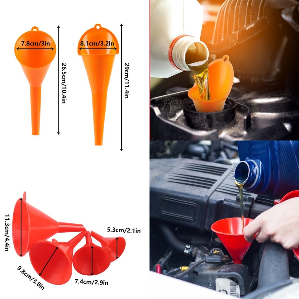 10 Pcs Automotive Funnels Set, Wide Mouth Fuel Funnels, Plastic Long ...