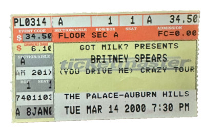 VINTAGE Britney Spears FRONT ROW Ticket Stub March 14 2000 Palace ...