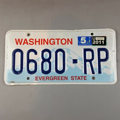 Washington Evergreen State 0680-RP License Plate Single 1998 to 2009 ...