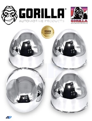 Set of 4 Chrome Bullet Style Push Thru Gorilla 3.30" OD Wheel Center ...