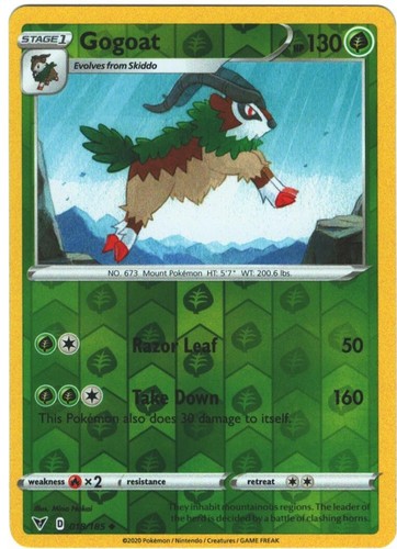 Gogoat 18/185 Vivid Voltage Reverse Holo Uncommon Pokemon Card Pokémon ...