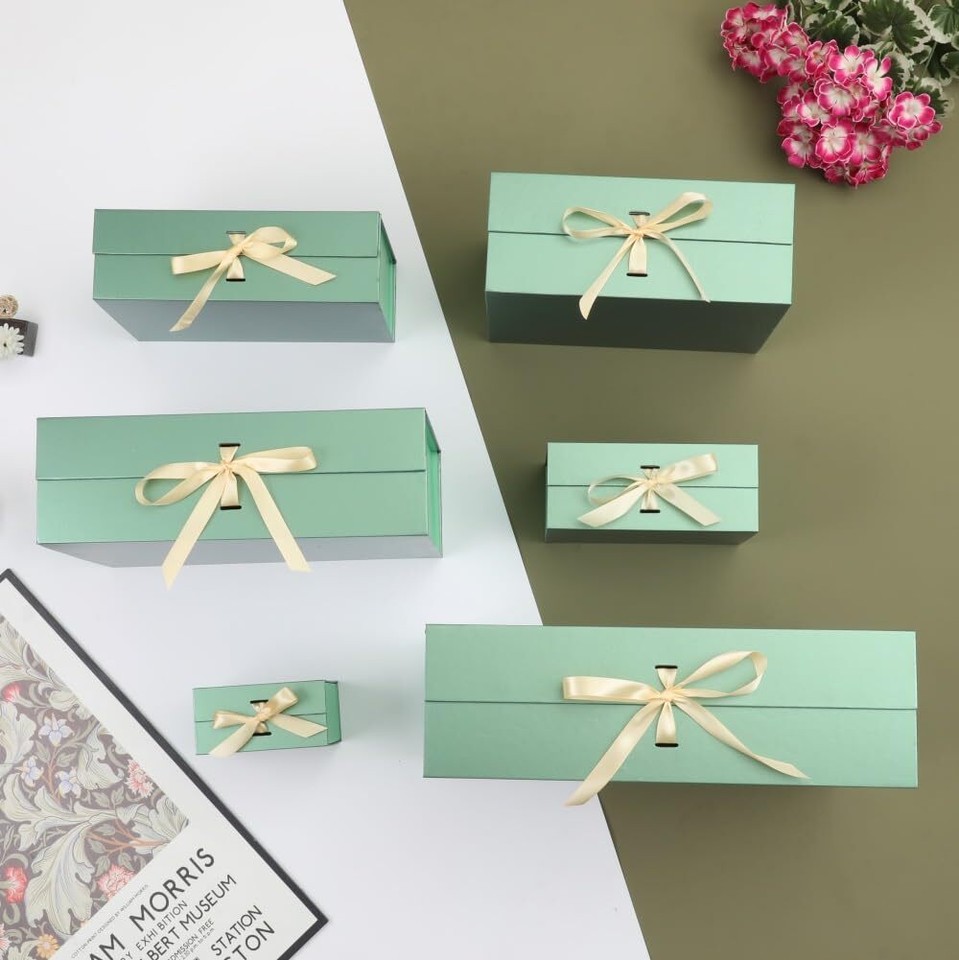 Small Gift Boxes with Lids 5 Pack 9.5X7X4 Inch Green Gift Box with ...