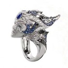 Blue Sapphire With Sparkling White CZ Amazing Beautiful Women's Face ...