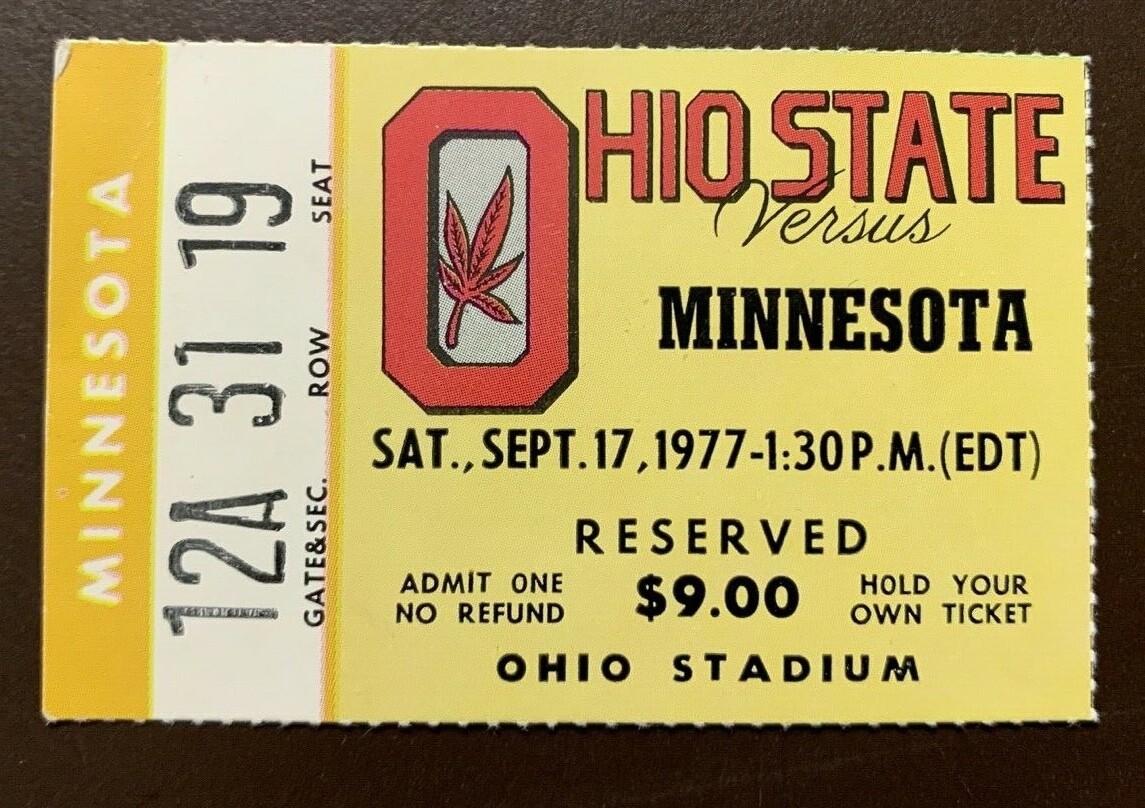 Ohio State Buckeyes 9/17/1977 ORIGINAL college football ticket vs ...