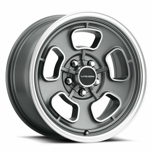 15" Vision Muscle 148 Shift Satin Grey Machined Face/Lip Wheel 15x8 5x4 ...