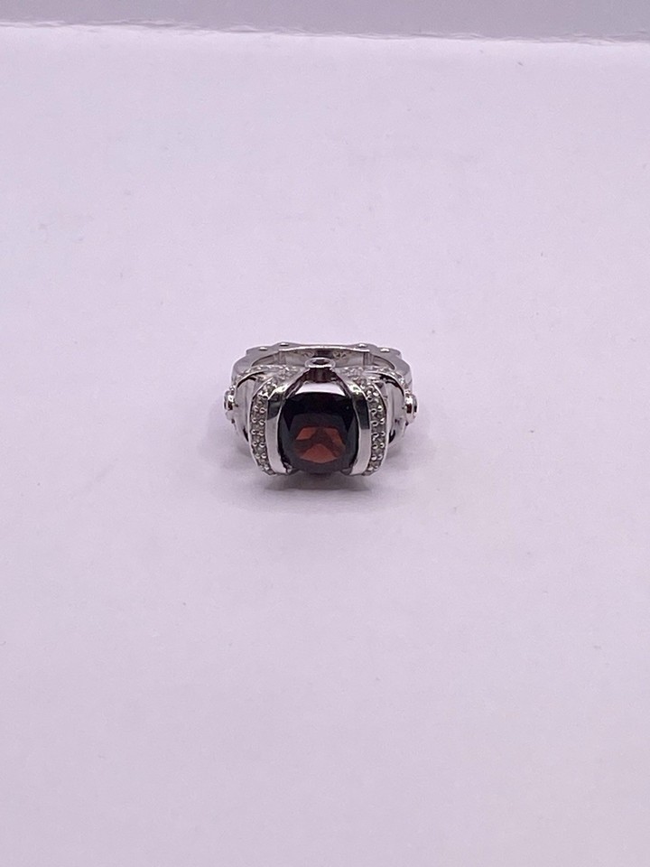 Dallas Prince Sterling Silver 925 Garnet & CZ Ring With peek-a-boos Sz ...