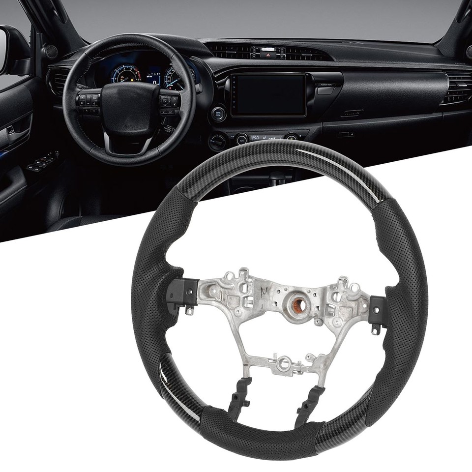 ⁺Carbon Fiber Hydro Dip Steering Wheel Perforated Leather 3 Section ...