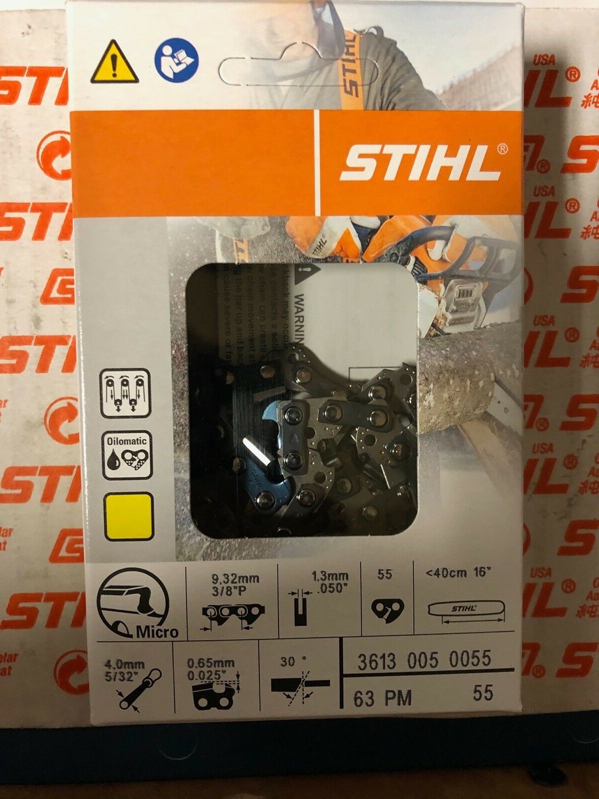 Stihl Chainsaw Chain 63PM 55, 16" BAR, 3/8p .050", 55DL, 3613 005 0055 ...