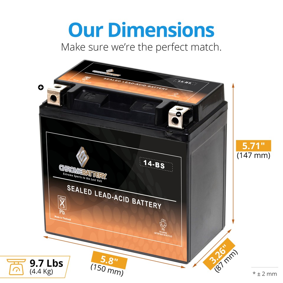 ATV Battery YTX14-BS for Honda TRX 500 420 450 350 300 Rubicon Foreman ...