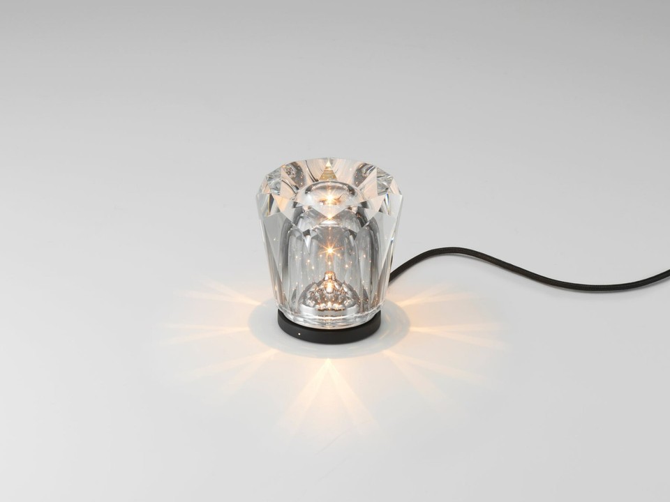 Ambientec Authentic Xtal Crystal Cordless LED Table Lamp Solid Glass ...