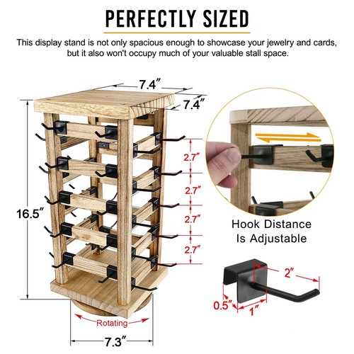 Wood Rotating Jewelry Display Stand, Wooden Earring Display Stands with ...