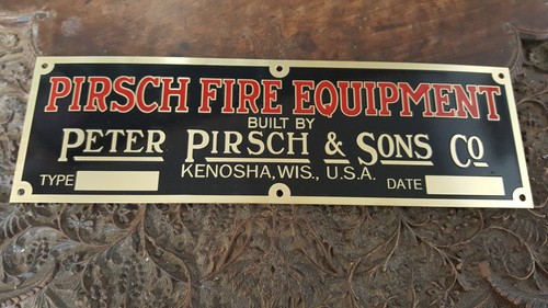Pirsch Fire Truck Data Plate Name Plate Emblem 1930s | eBay
