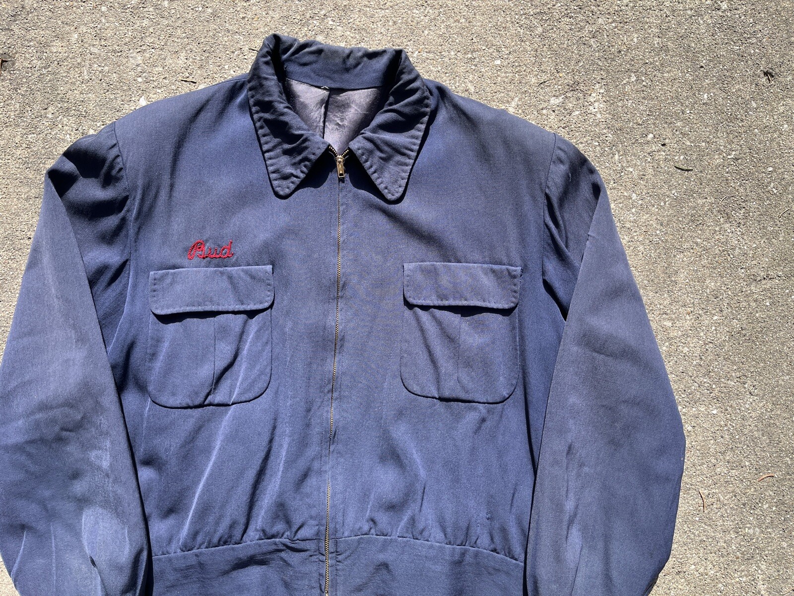 1950's Gabardine Ricky Mechanic Car Jacket Chain Stit… - Gem